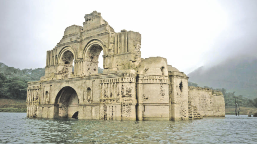 [WATCH NOW] 400-yr-old church re-emerges from underwater | The Daily Star