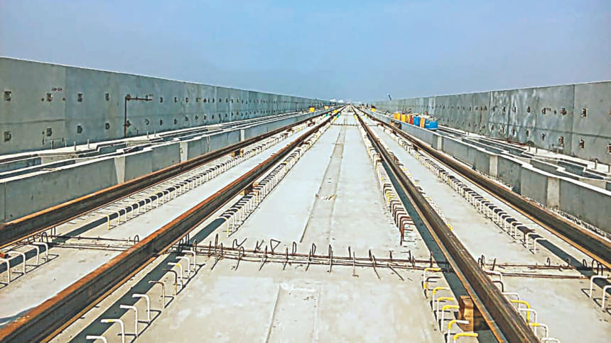 Installation of metro rail tracks begins | The Daily Star