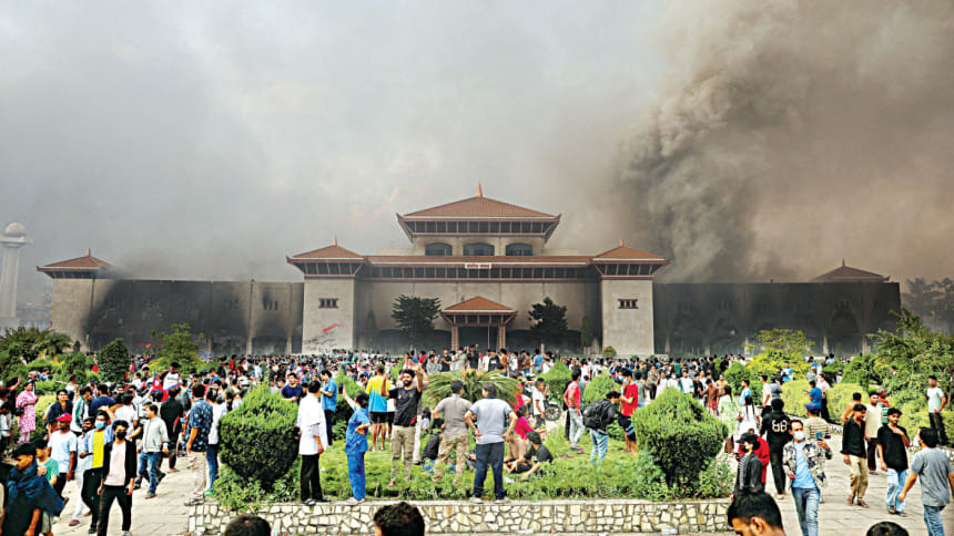 Nepal Parliament Set On Fire | Protesters set Nepal parliament on fire ...