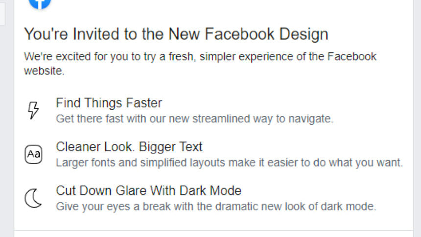 Facebook goes dark in new design update | The Daily Star