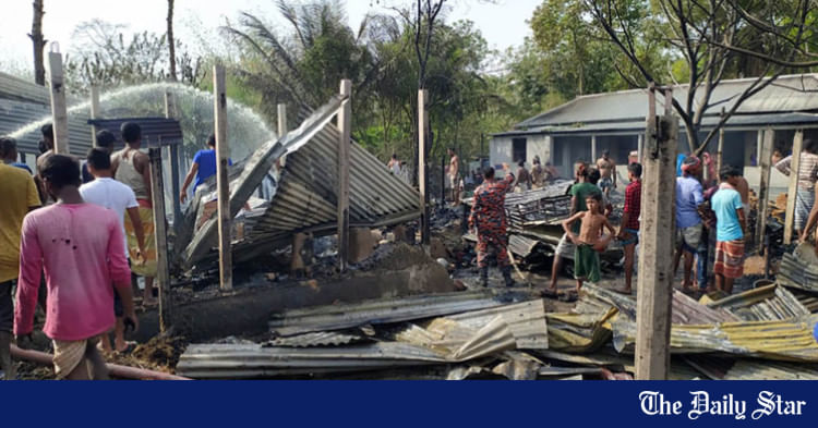 12 families left homeless after fire destroys their houses in Pabna ...