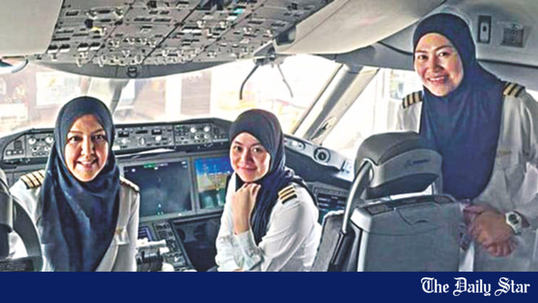 All female crew in historic flight | The Daily Star