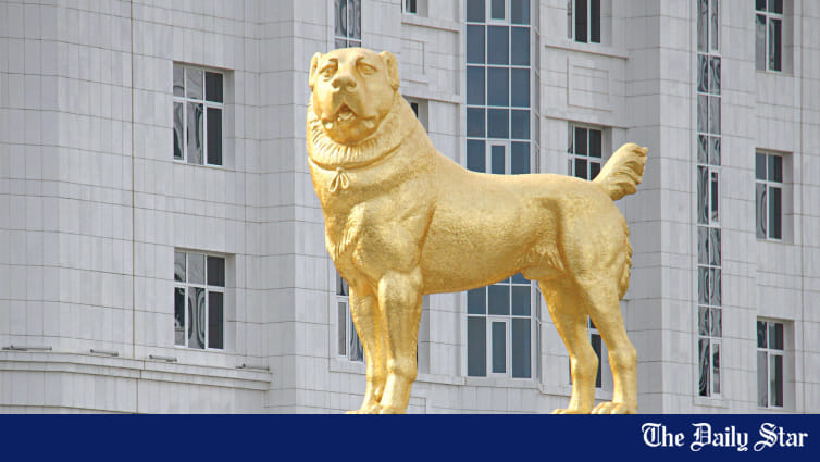 Turkmenistan unveils gilded dog monument | The Daily Star