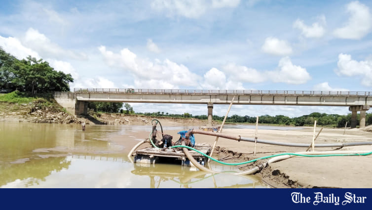 Sand lifting poses threat to bridge on Manu river | The Daily Star