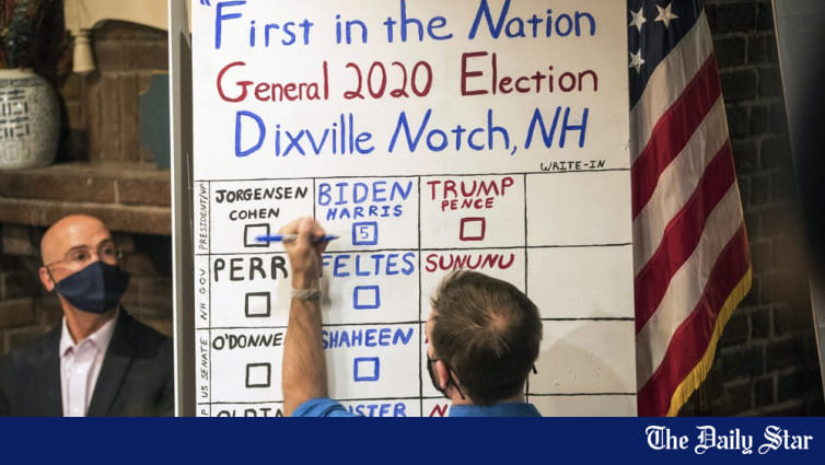 Votes cast in 2 New Hampshire towns: Biden wins one, Trump the other ...