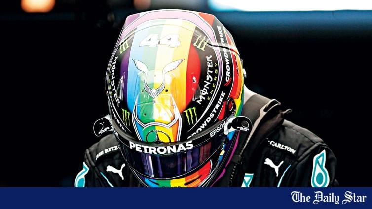 Hamilton wears rainbow helmet | The Daily Star