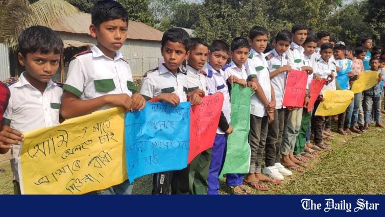 Students form human chain to save playground from land grabbers | The ...